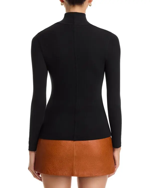 FRAME Rib Knit Turtleneck Top - Black