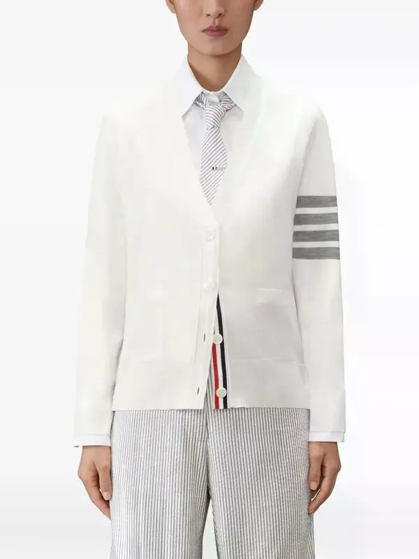 Thom Browne Four-bar Merino Wool Cardigan - White