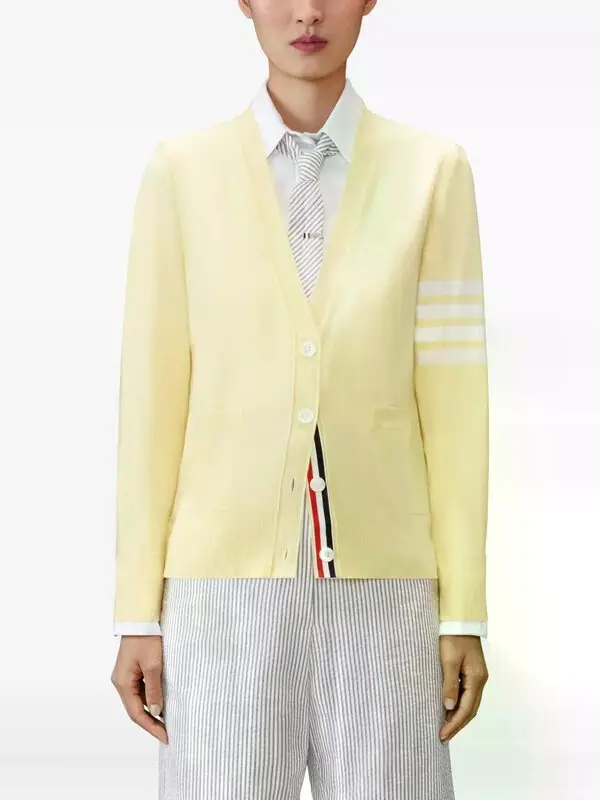 Thom Browne Four-bar Sleeve-detail Cardigan - Yellow