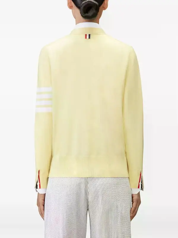 Thom Browne Four-bar Sleeve-detail Cardigan - Yellow