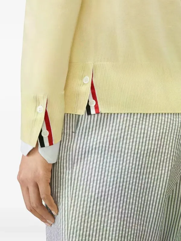 Thom Browne Four-bar Sleeve-detail Cardigan - Yellow