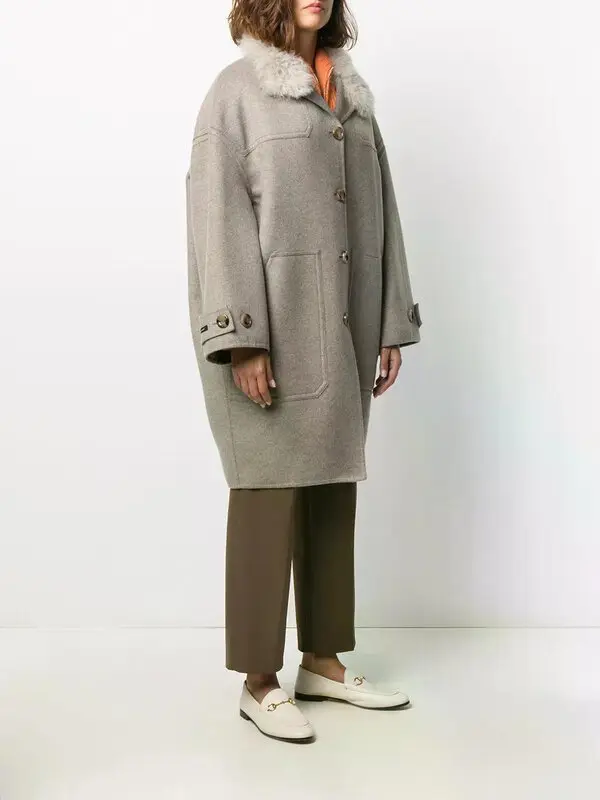 MANZONI 24 Contrast-collar Virgin Wool-cashmere Coat - Grey