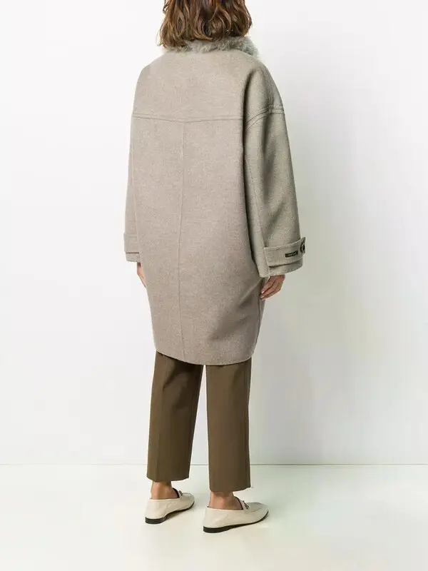 MANZONI 24 Contrast-collar Virgin Wool-cashmere Coat - Grey