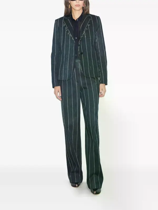 Tory Burch Pinstripe Frayed-edge Blazer