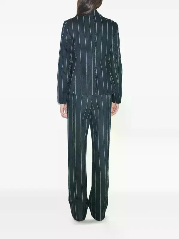 Tory Burch Pinstripe Frayed-edge Blazer