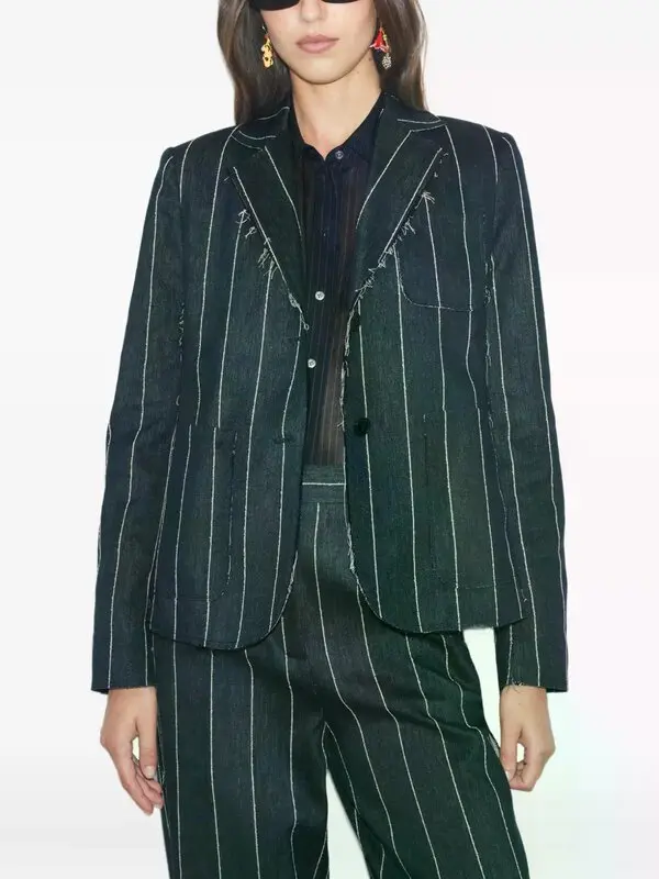 Tory Burch Pinstripe Frayed-edge Blazer