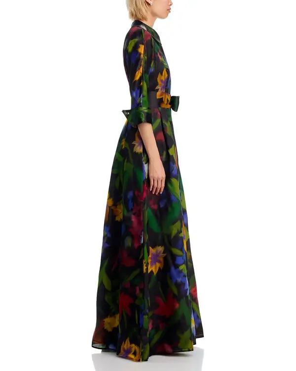 Rickie Freeman For Teri Jon Floral Print Organza Gown