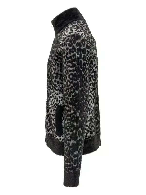 Versace Leopard-pattern Zip-up Sweatshirt