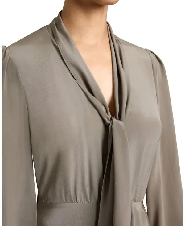 Santorelli Jenn Silk Midi Dress With Tie Neck - Sahara