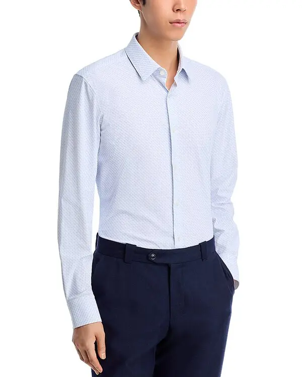 BOSS Hank Slim Fit Stretch Button-front Shirt - Light Pastel Blue