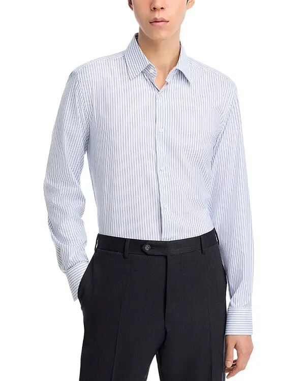 BOSS Hank Slim Fit Stretch Button-front Shirt - Light Pastel Blue