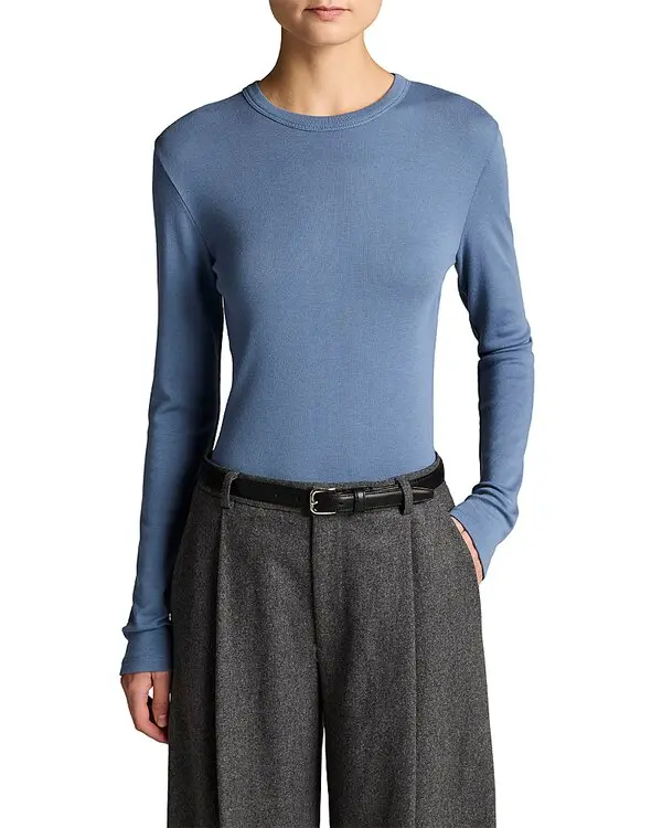 Vince Essential Long Sleeve Crewneck Tee - Blue Slate