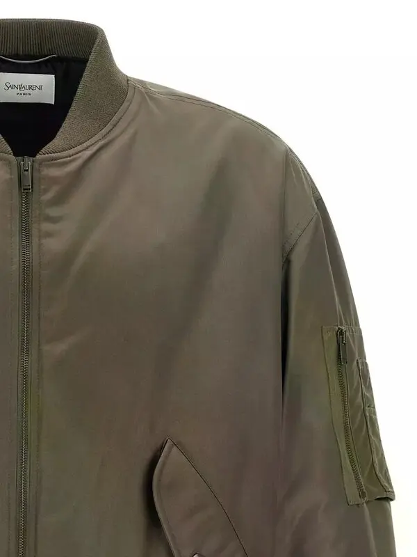 Saint Laurent Ribbed-cuff Bomber Jacket - Green