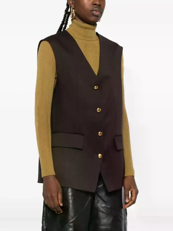 P.a.r.o.s.h Button-fastening Flap-pocket Gilet - Brown