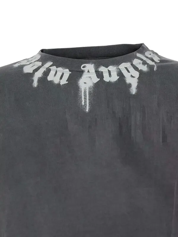 Palm Angels Neck-logo Spray-paint T-shirt