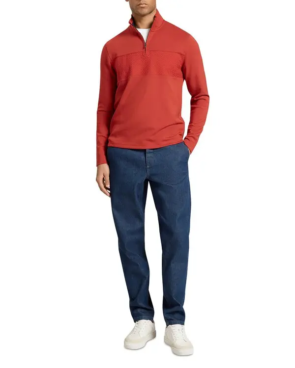 Ted Baker London Textured Panel Half Zip Sweatshirt - Dark Orange