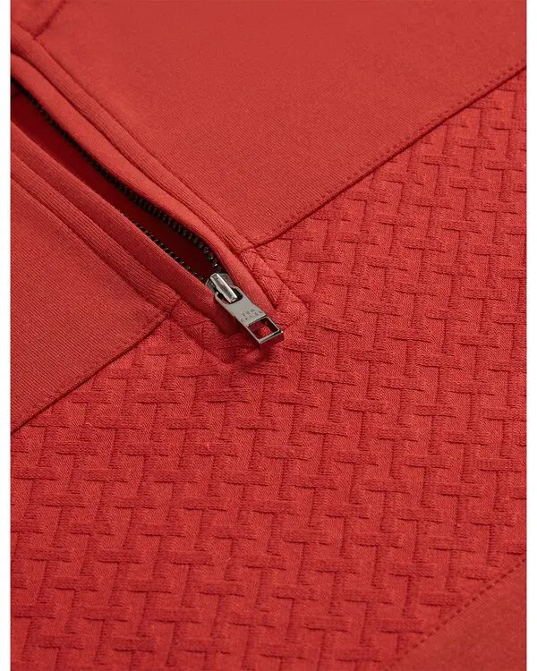 Ted Baker London Textured Panel Half Zip Sweatshirt - Dark Orange
