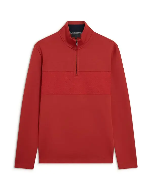 Ted Baker London Textured Panel Half Zip Sweatshirt - Dark Orange
