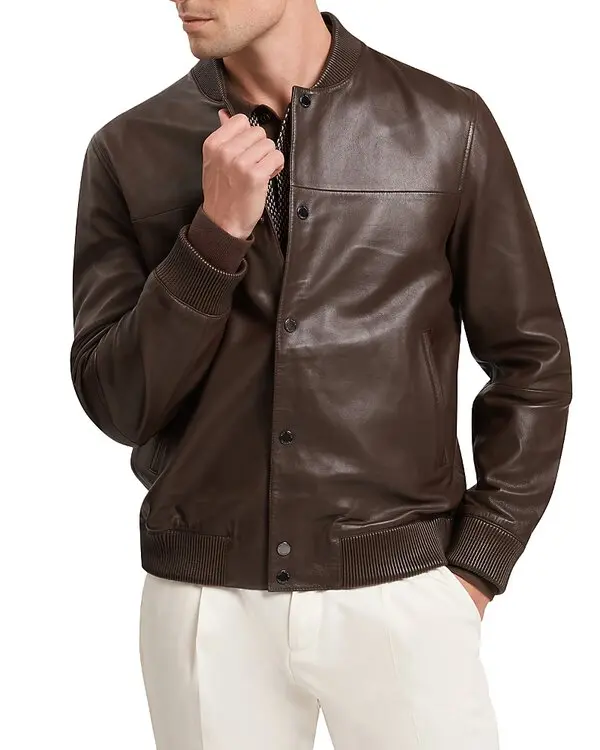 Ted Baker London Leeams Leather Classic Bomber Jacket