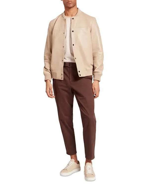 Ted Baker London Leather Classic Bomber Jacket - Taupe