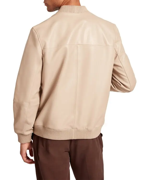 Ted Baker London Leather Classic Bomber Jacket - Taupe