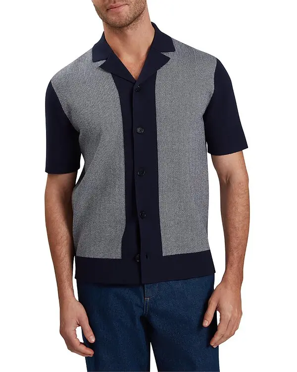 Ted Baker London Padrig Herringbone Knit Colorblocked Shirt