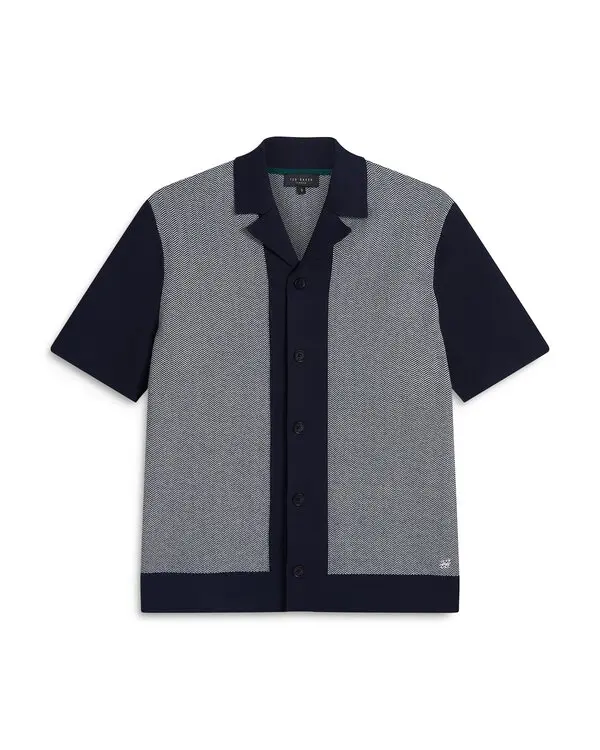 Ted Baker London Padrig Herringbone Knit Colorblocked Shirt