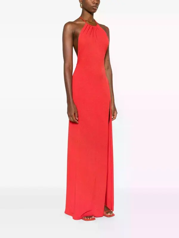 ROSERRY Halterneck Maxi Dress With Split - Red