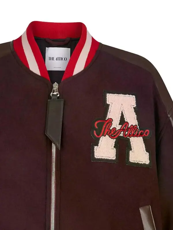 Attico Leather-sleeved Logo-patch Bomber Jacket