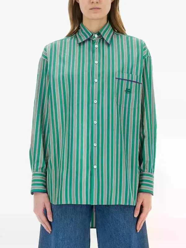 Etro Striped Cotton Shirt - Green
