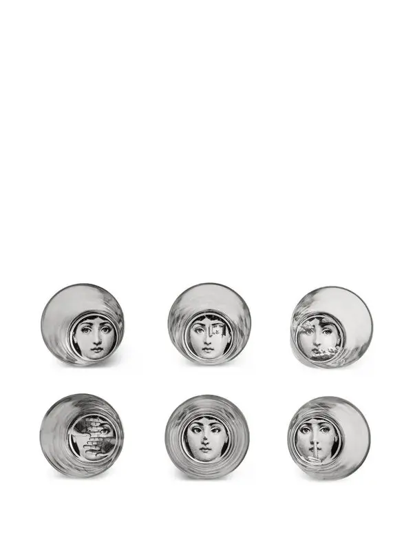 FORNASETTI Tema E Variazioni Face-print Glass - Neutrals
