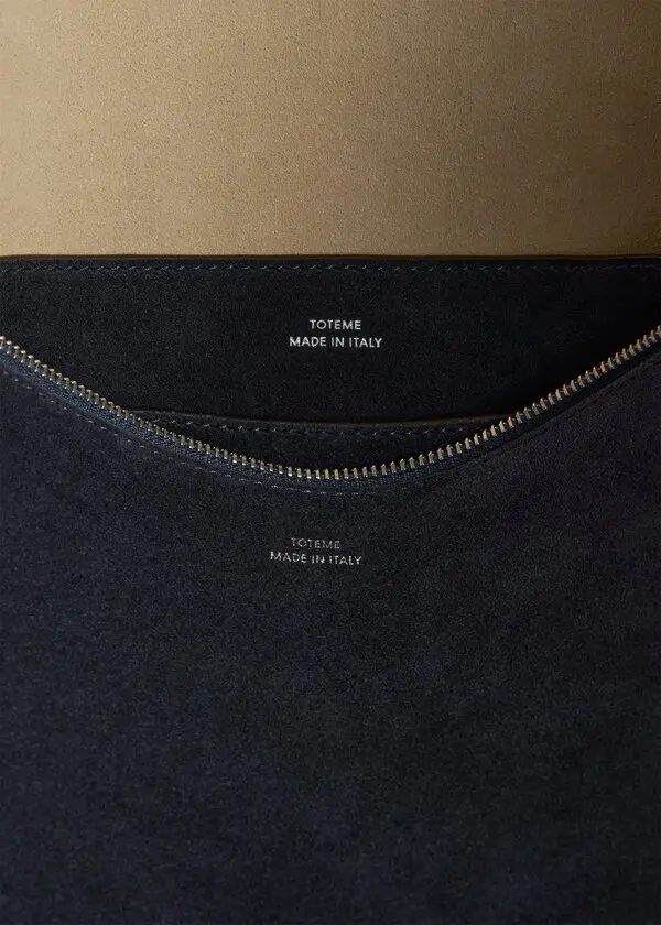 TOTEME Bevel Suede Shoulder Bag - Navy