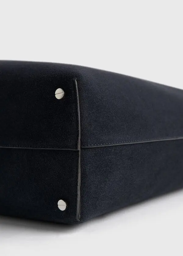 TOTEME Bevel Suede Shoulder Bag - Navy