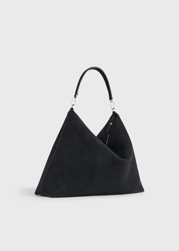 TOTEME Bevel Suede Shoulder Bag - Navy