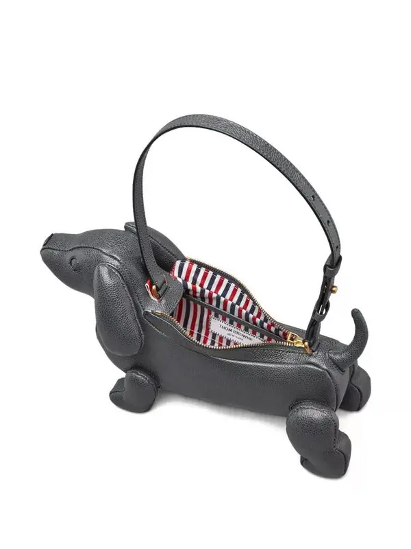 Thom Browne Hector Pebble-grain Leather Shoulder Bag - Grey
