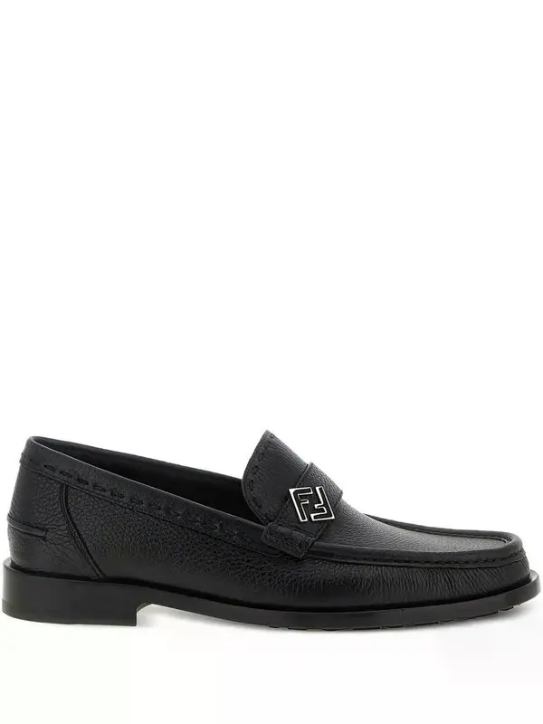 Fendi Ff Metal Leather Loafers
