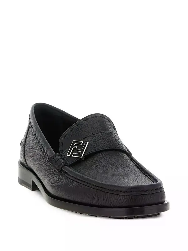 Fendi Ff Metal Leather Loafers