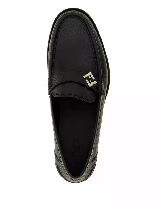 Fendi Ff Metal Leather Loafers