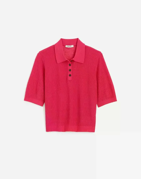 Madewell Short-sleeve Polo Sweater Tee - Bright Pink