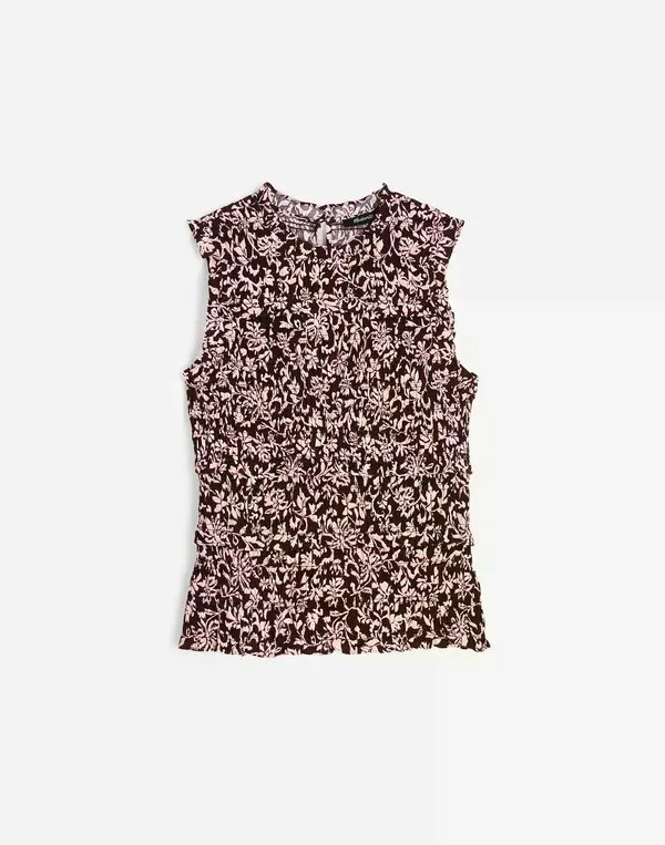 Madewell Ruffled Smocked Floral Top