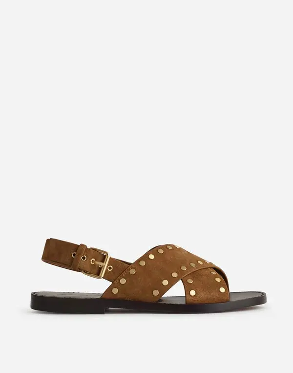 Madewell The Tuley Crossover Suede Sandals - Dried Acorn