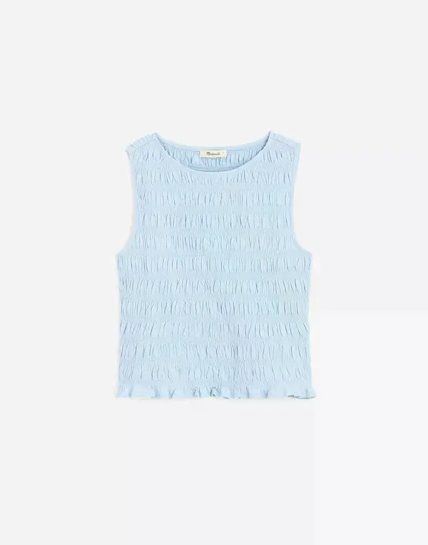 Madewell Smocked Boatneck Tank - Light Pool