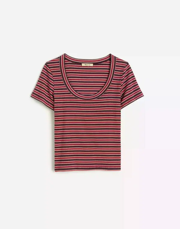 Madewell Generative Cotton Ribbed Scoopneck Tee - Dark Fig