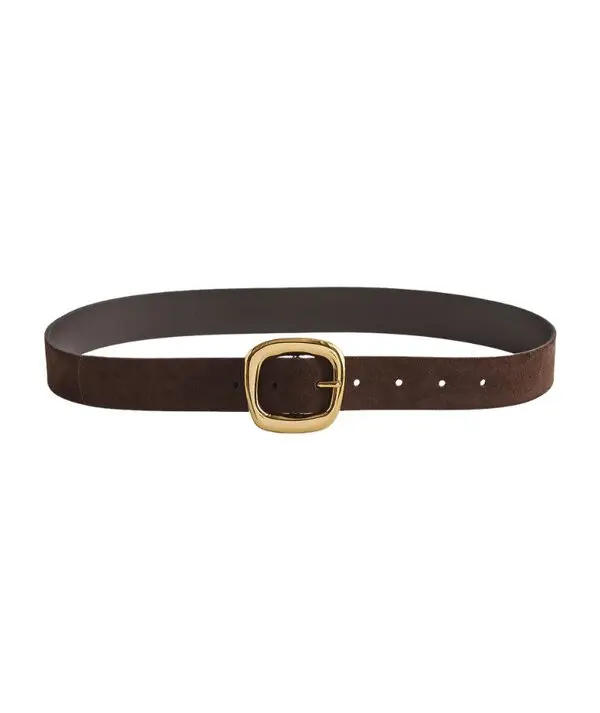 Madewell Sculptural Buckle Suede Belt - Dark Carob
