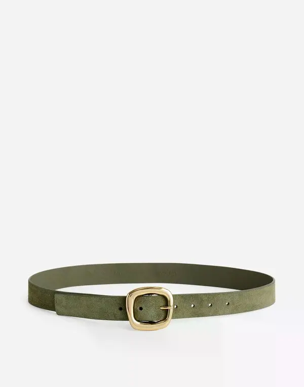 Madewell Sculptural Buckle Suede Belt - Highland Green