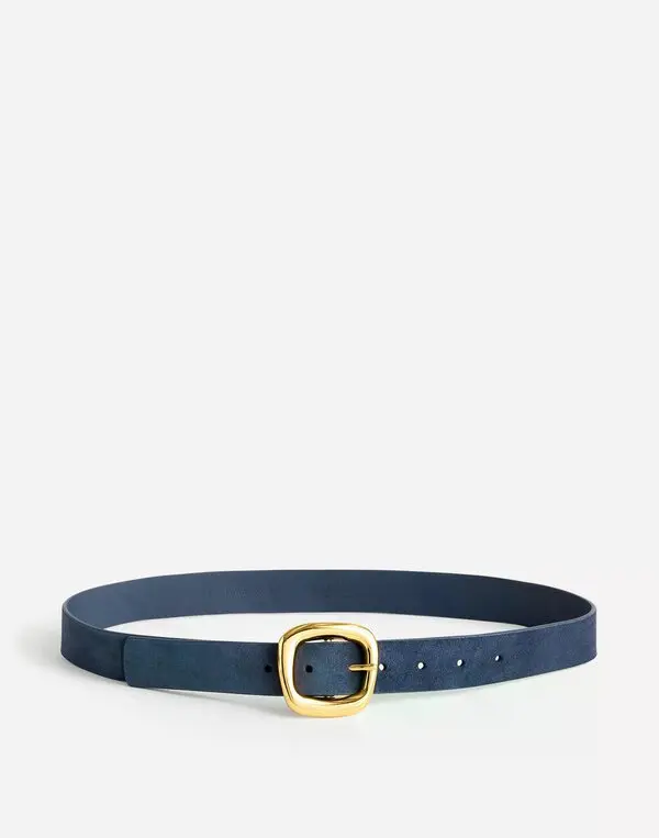 Madewell Sculptural Buckle Suede Belt - Nighttime