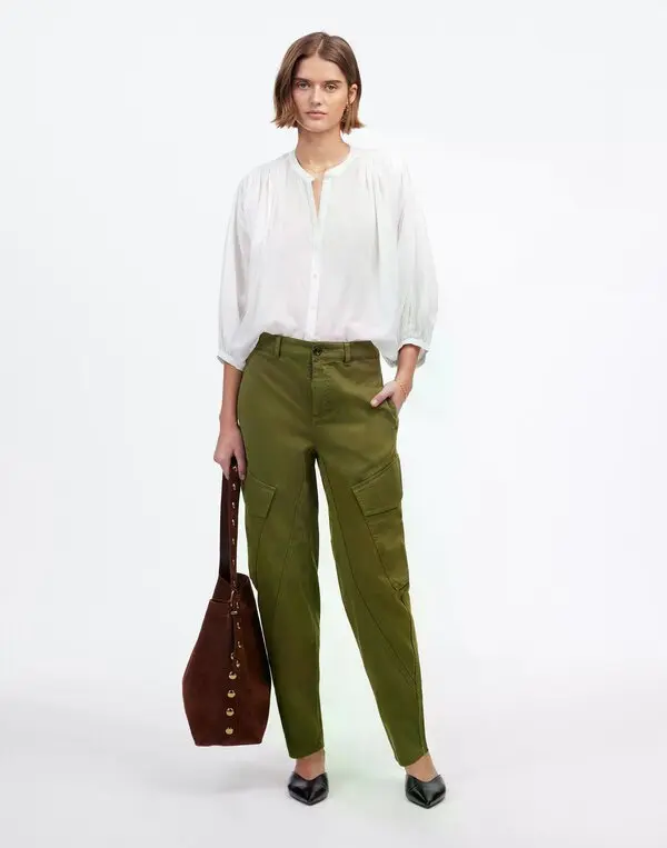 Madewell The Petite Barrel-leg Utility Pant In Garment-dyed Twill