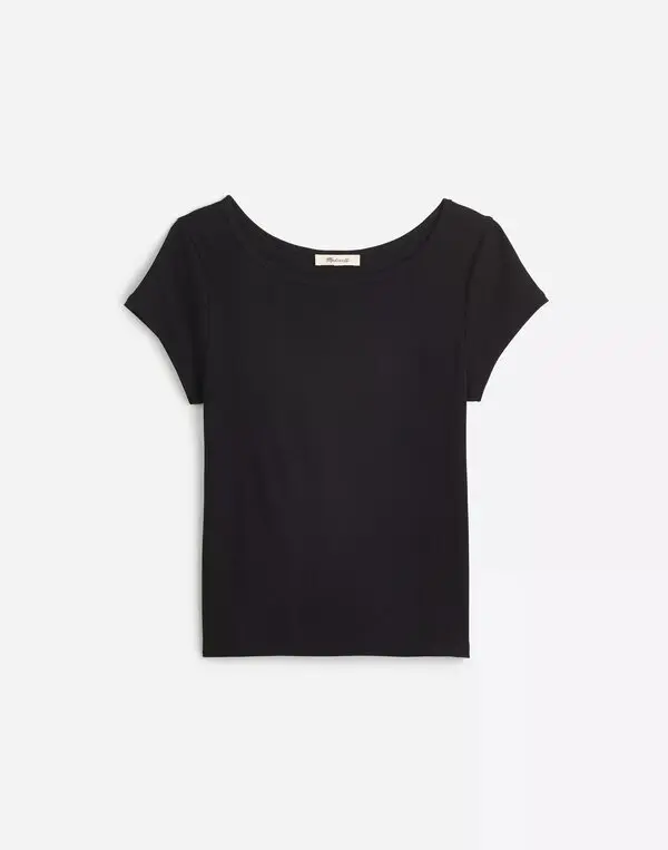 Madewell Generative Cotton Ribbed Cap-sleeve Tee - Jet Black