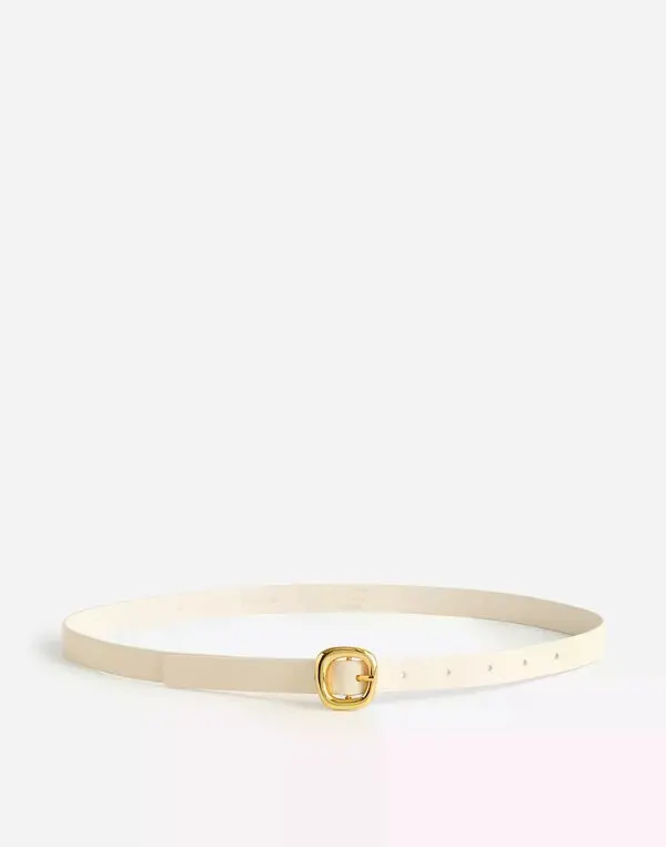 Madewell Sculptural Buckle Leather Skinny Belt - Ivory