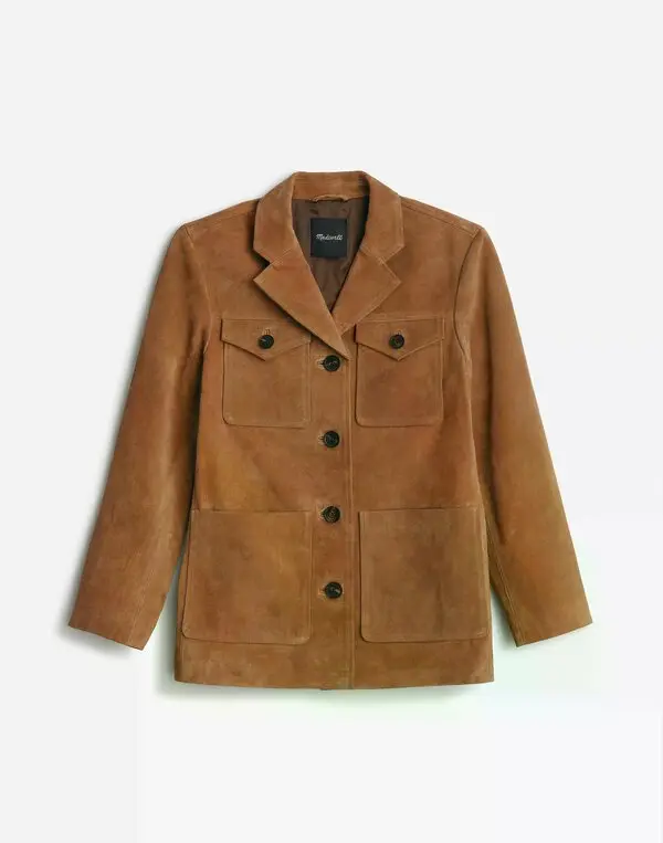 Madewell Long Suede Chore Blazer